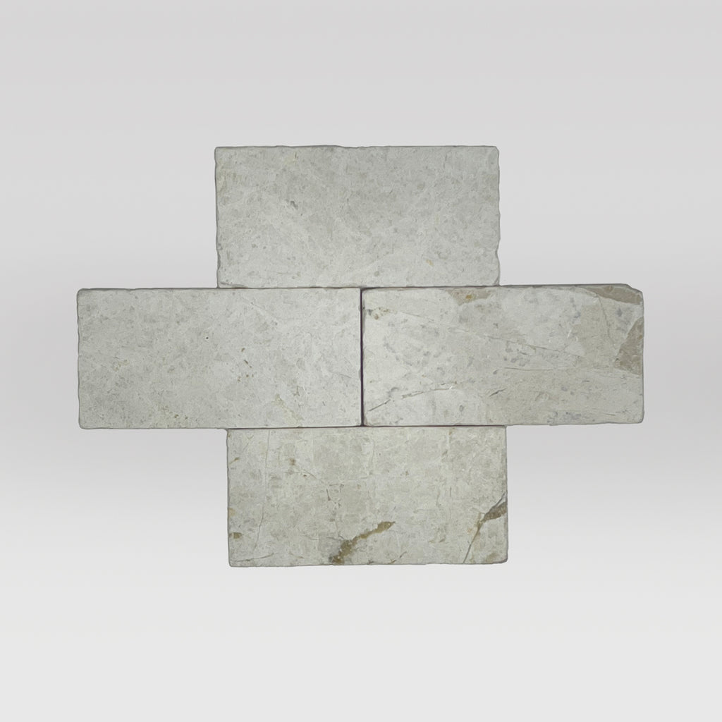 Ivory (White) Travertine Tumbled 3"x6" Tile - BigAppleMarble.com