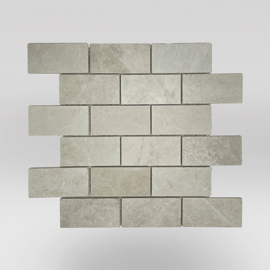 Ivory (White) Travertine Tumbled 5/8"x5/8" Mosaic - BigAppleMarble.com