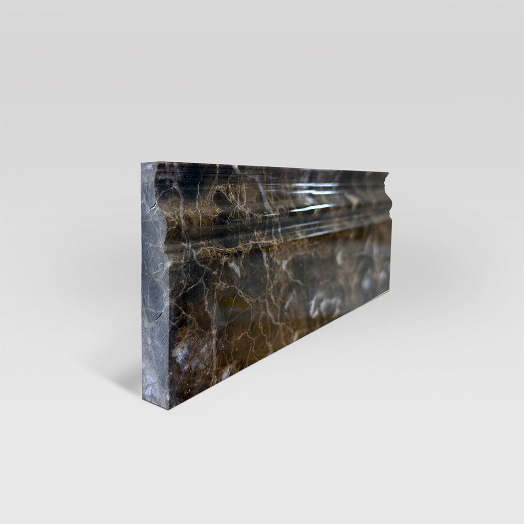 Dark Emperador Polished 5"x12" Base Marble Moulding - BigAppleMarble.com