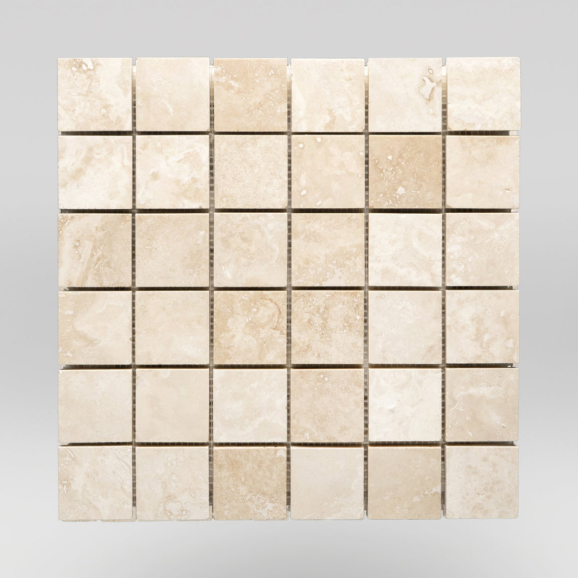 Ivory (White) Travertine Honed 2"x2" Mosaic - BigAppleMarble.com