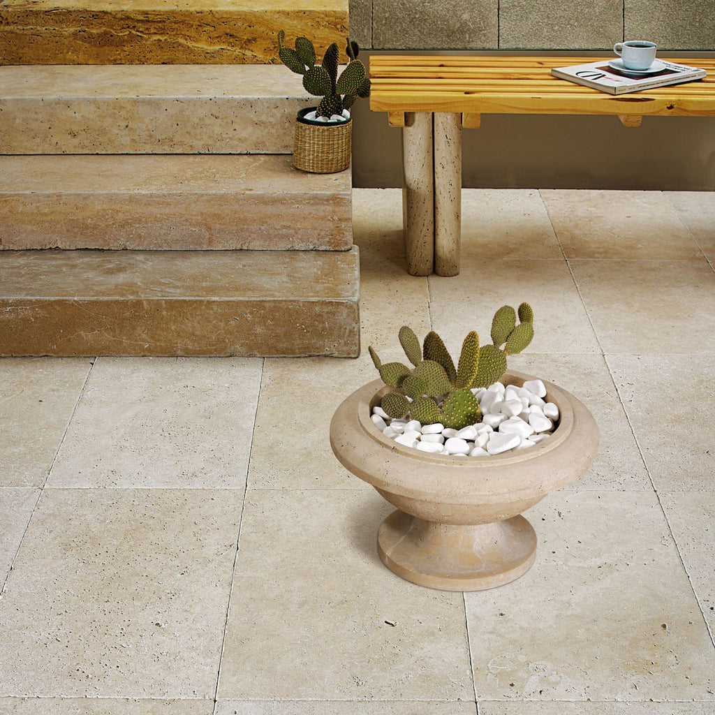 Ivory (White) Travertine Tumbled 3"x6" Tile - BigAppleMarble.com