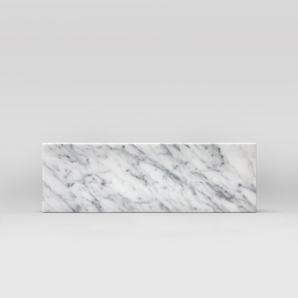 White Carrara Polished 4"x12" Marble Tile - BigAppleMarble.com