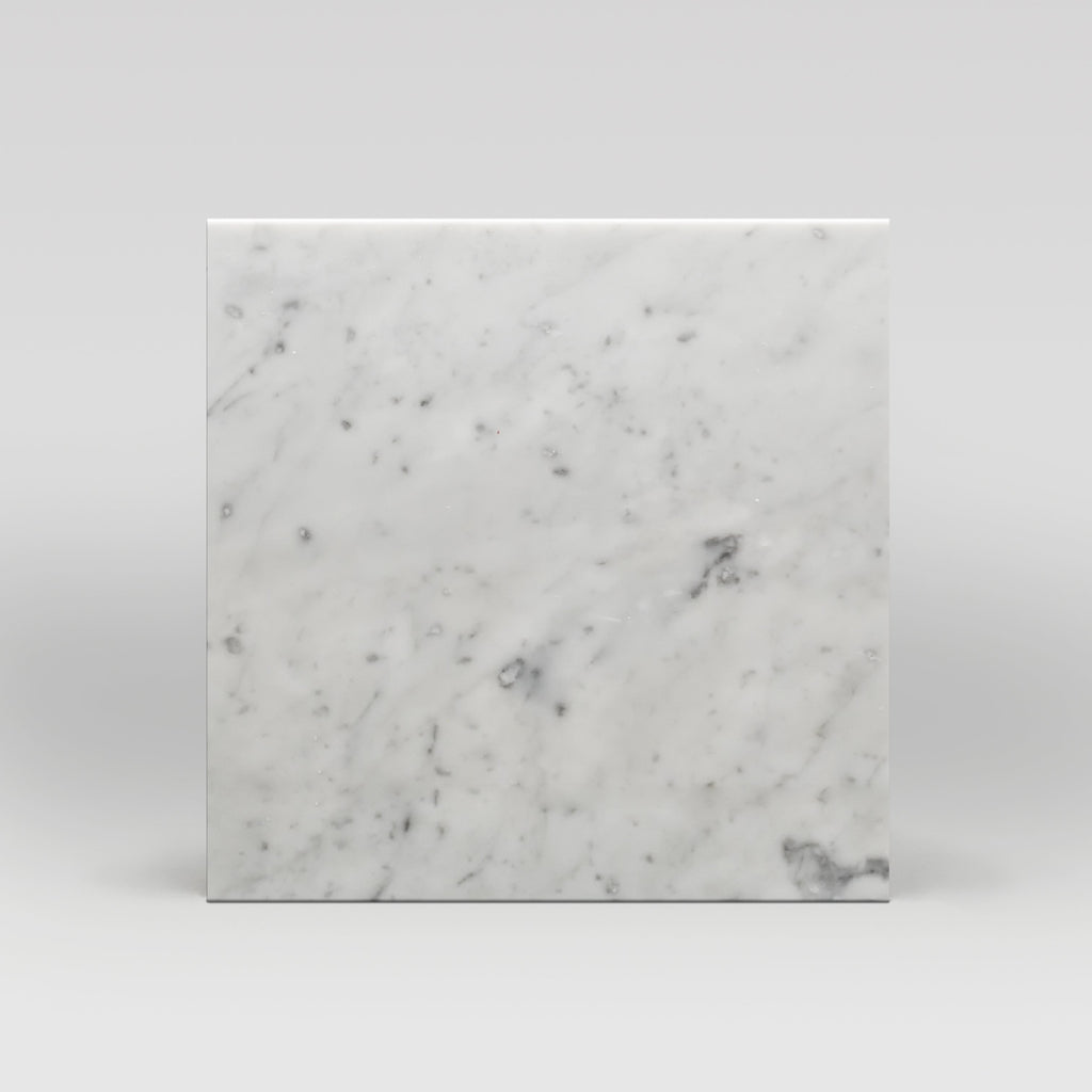 White Carrara Polished 12"x12" Marble Tile - BigAppleMarble.com