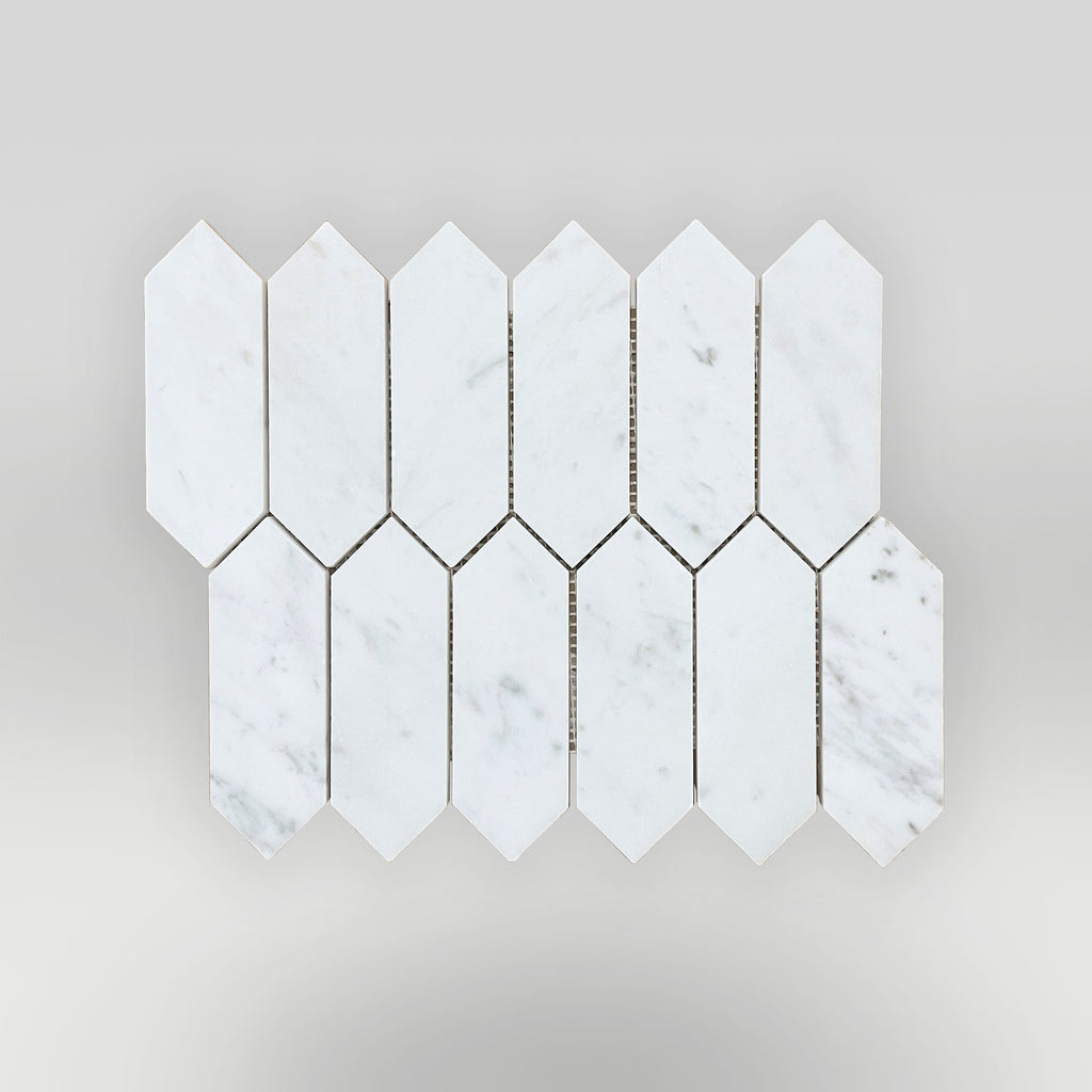 White Carrara Honed Herringbone 1"x3" Mosaic - BigAppleMarble.com